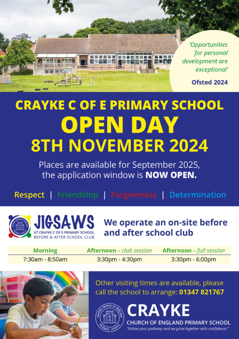 Crayke School Open Morning 8 November 2024 – Crayke Primary School
